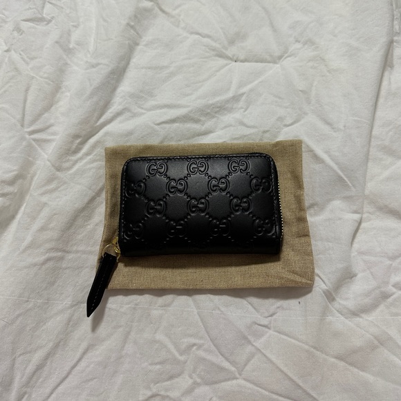 Gucci | Bags | Gucci Black Leather Zip Around Card Case | Poshmark